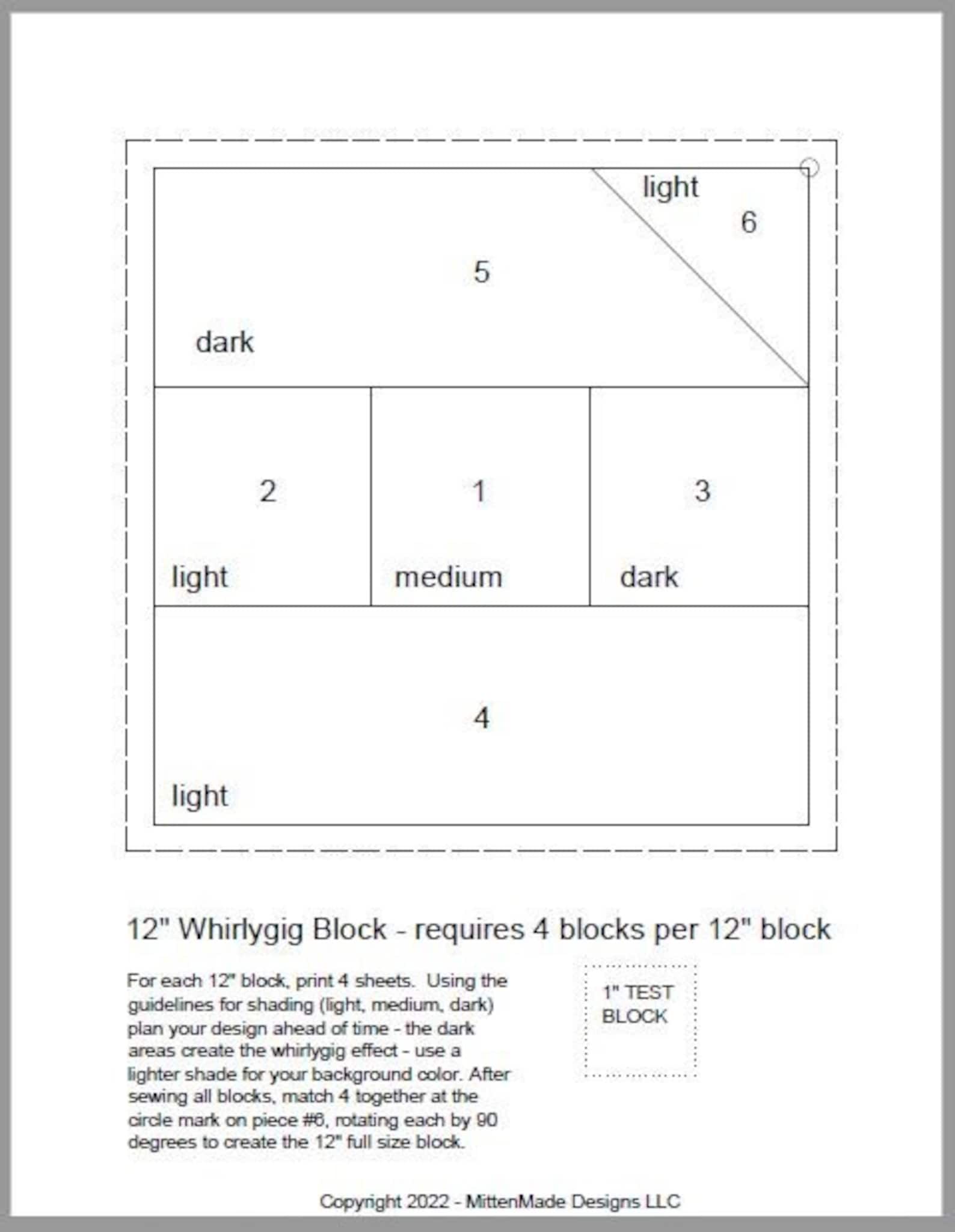 FPP Pattern - Super Easy Foundation Paper Piecing - Whirlygig Pattern ...