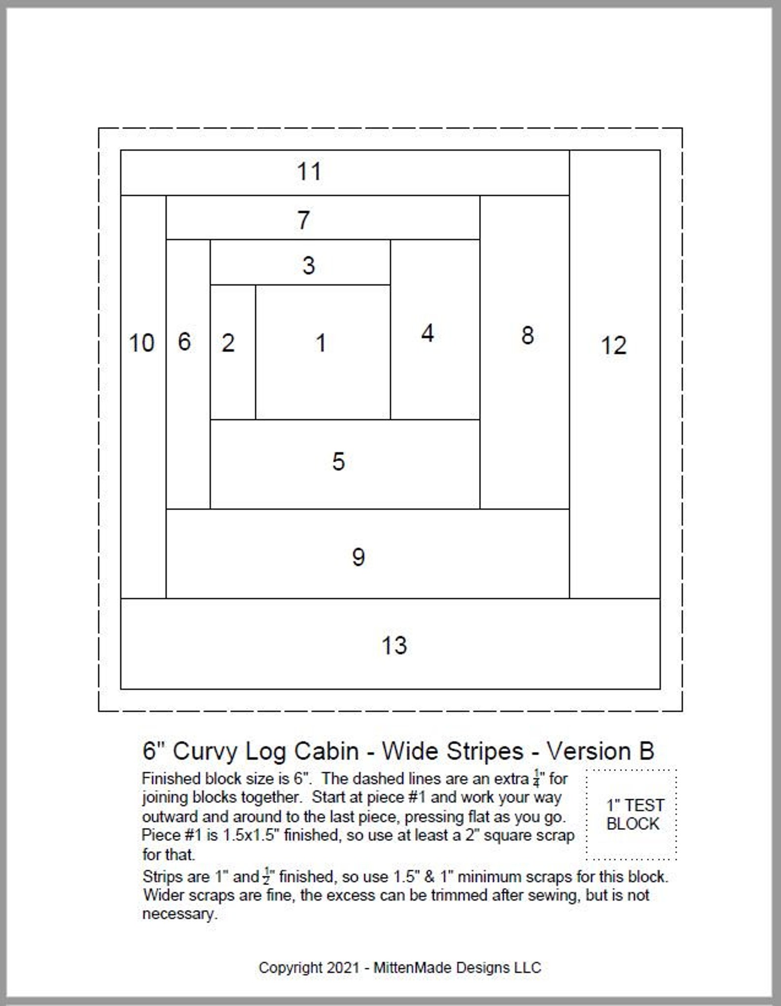FPP - Print Your Own - 6" CURVY Log Cabin Block (2 Versions ...