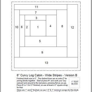 FPP - Print Your Own - 6" CURVY Log Cabin Block (2 Versions ...