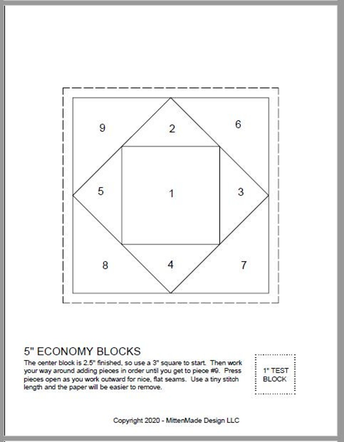 FPP Economy Block square-in-a-square Nine Sizes 2 - Etsy