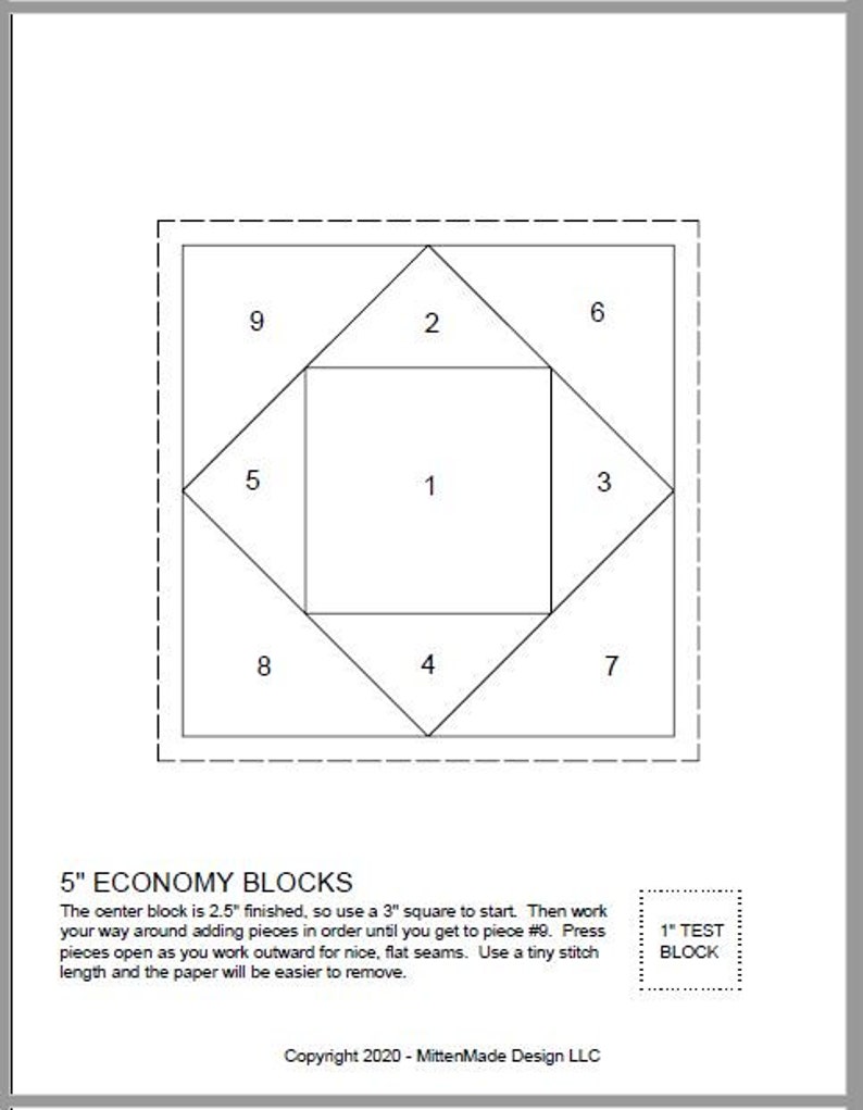 FPP Economy Block square-in-a-square Nine Sizes 2 - Etsy