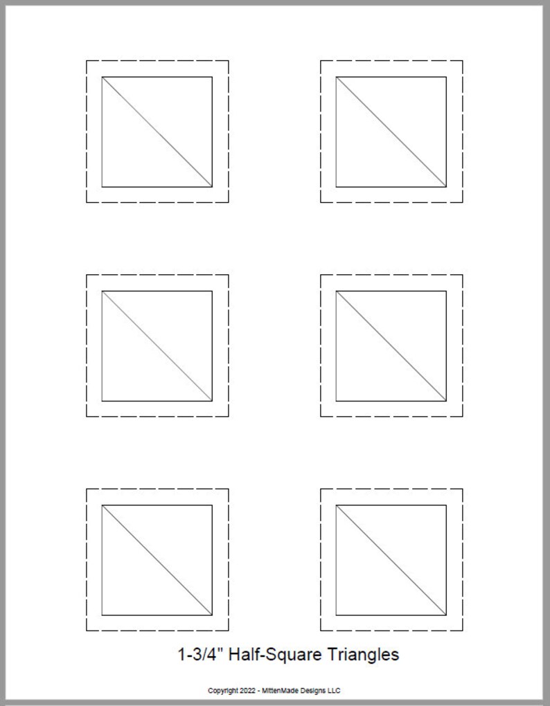 FPP Print-at-home Template Half-square Triangles 21 Sizes - Etsy