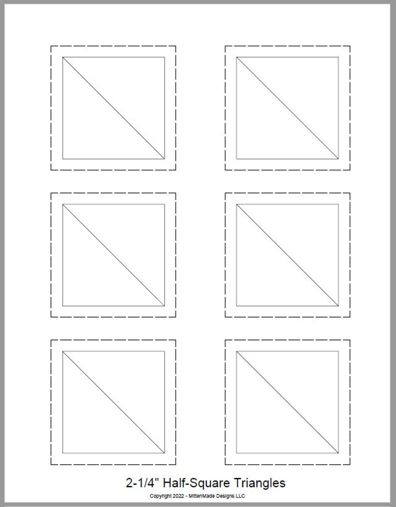 FPP Print-at-home Template Half-square Triangles 21 Sizes - Etsy