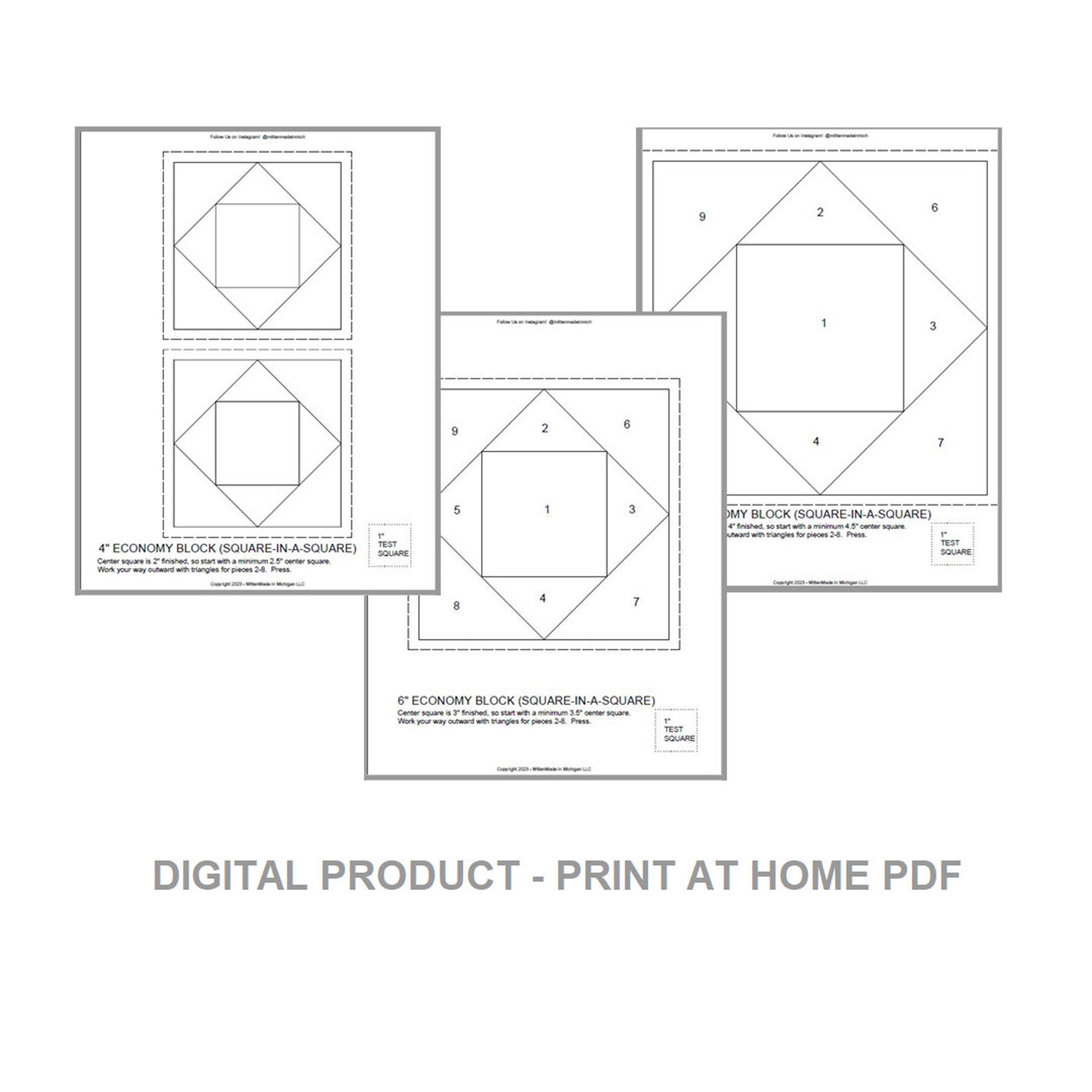 FPP Economy Block square-in-a-square Three Sizes - Etsy