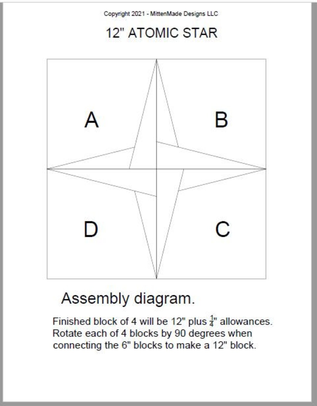 FPP - Print Your Own - Atomic Star Block - 6, 12, 14 & 16 Inch Sizes ...