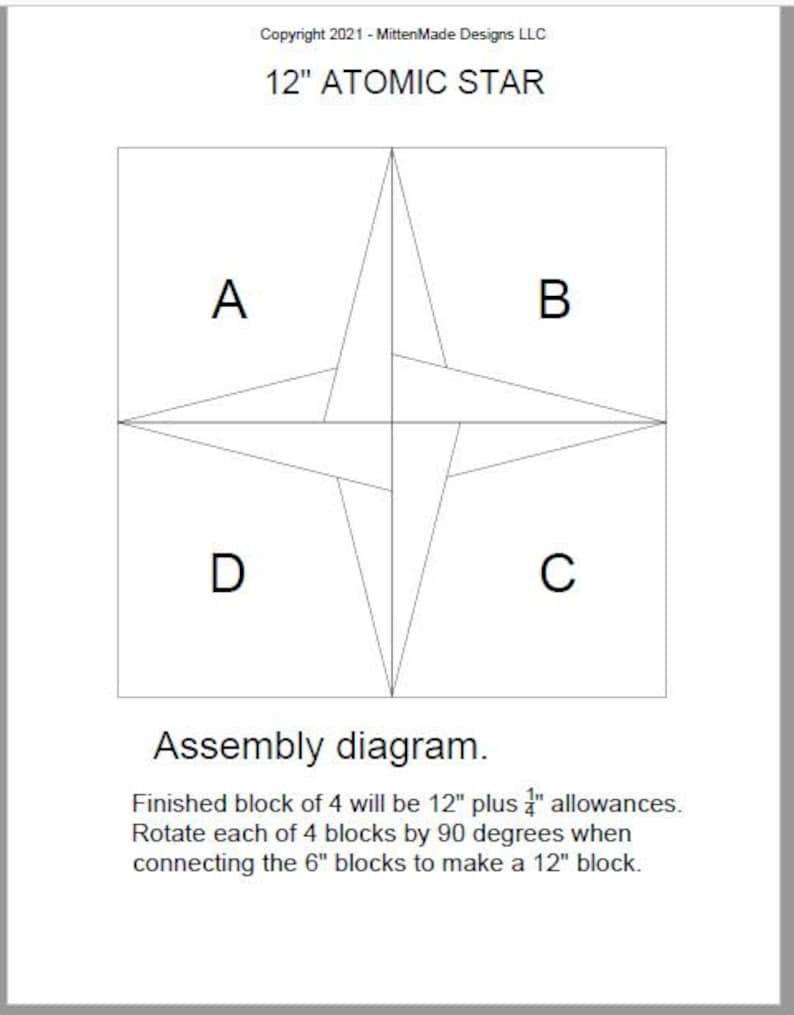 FPP - Print Your Own - Atomic Star Block - 6, 12, 14 & 16 Inch Sizes ...