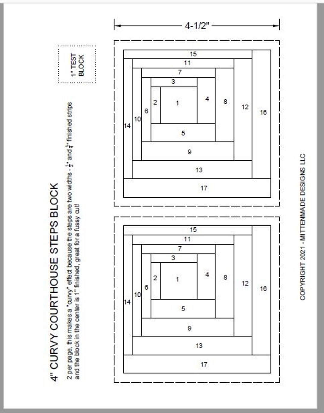 FPP - Print Your Own - 4" CURVY Log Cabin Block - Foundation Paper ...