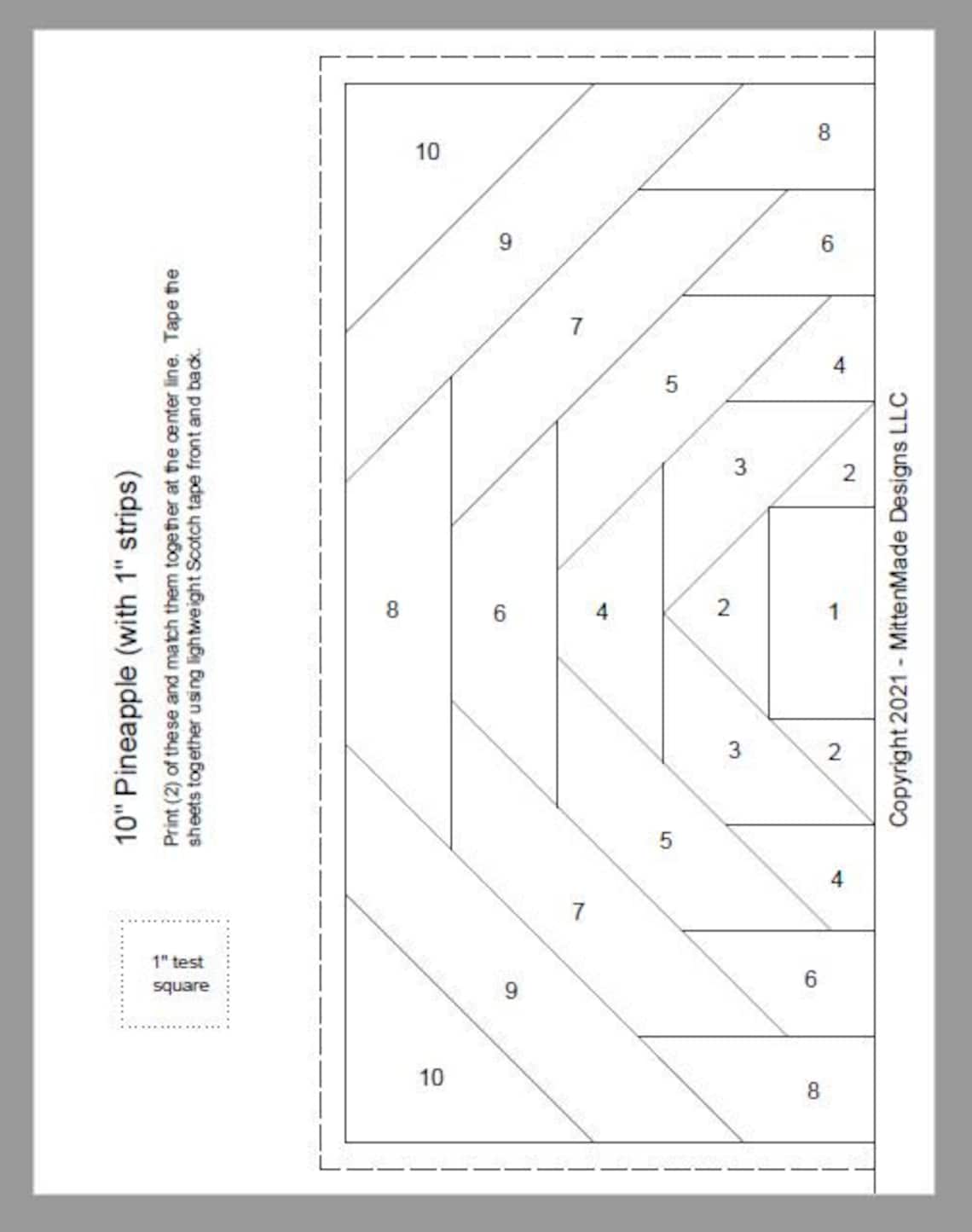 FPP - Print Your Own - 3 Variations of 10" Pineapple Block - Foundation ...