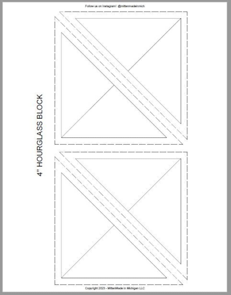 FPP Print-at-home Template - Hourglass Blocks - 15 Sizes - 1" to 8 ...