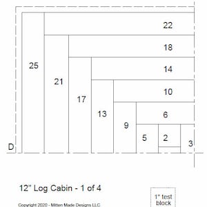 FPP - Print Your Own - 12" Log Cabin Block - Foundation Paper Piecing ...