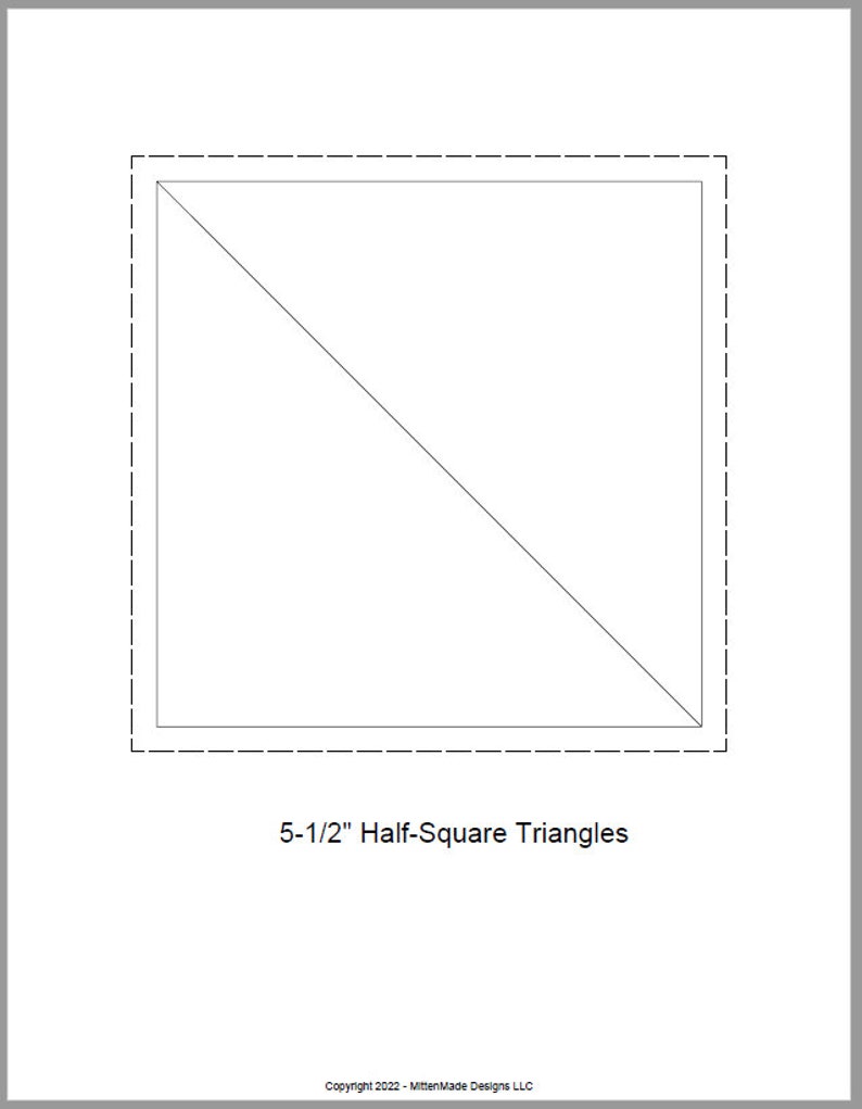 FPP Print-at-home Template - Half-square Triangles - 21 Sizes - 1" to 8 ...