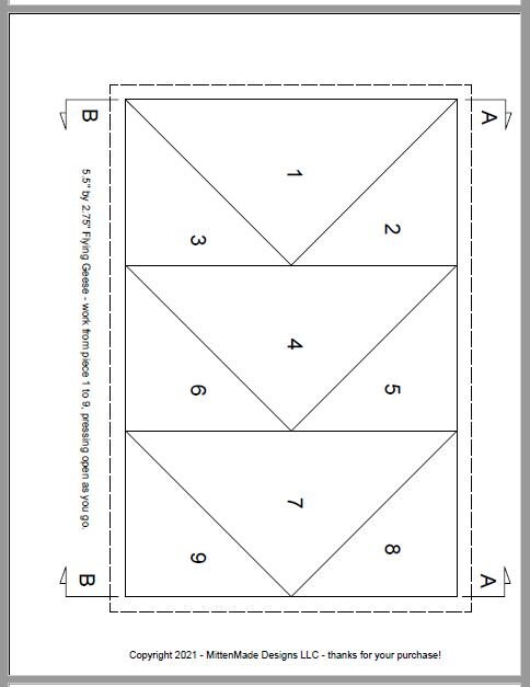 FPP Print Your Own Flying Geese 8 Sizes Foundation | Etsy Canada