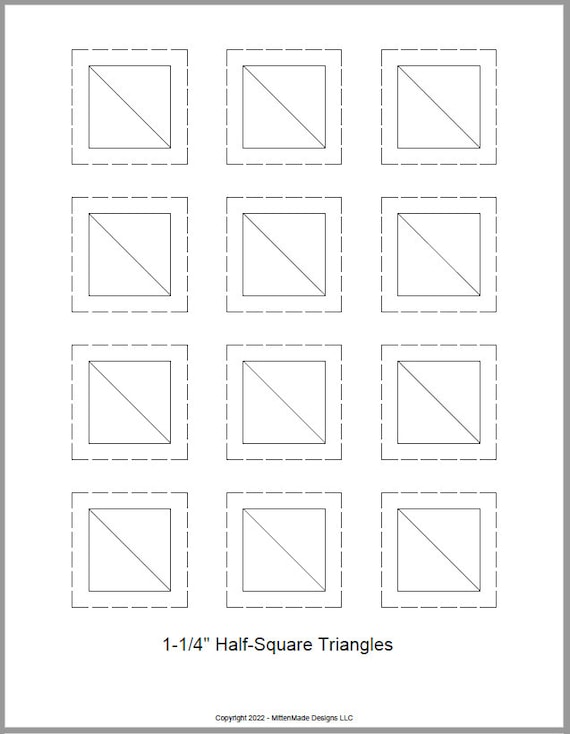 FPP Print-at-home Template Half-square Triangles 21 Sizes - Etsy