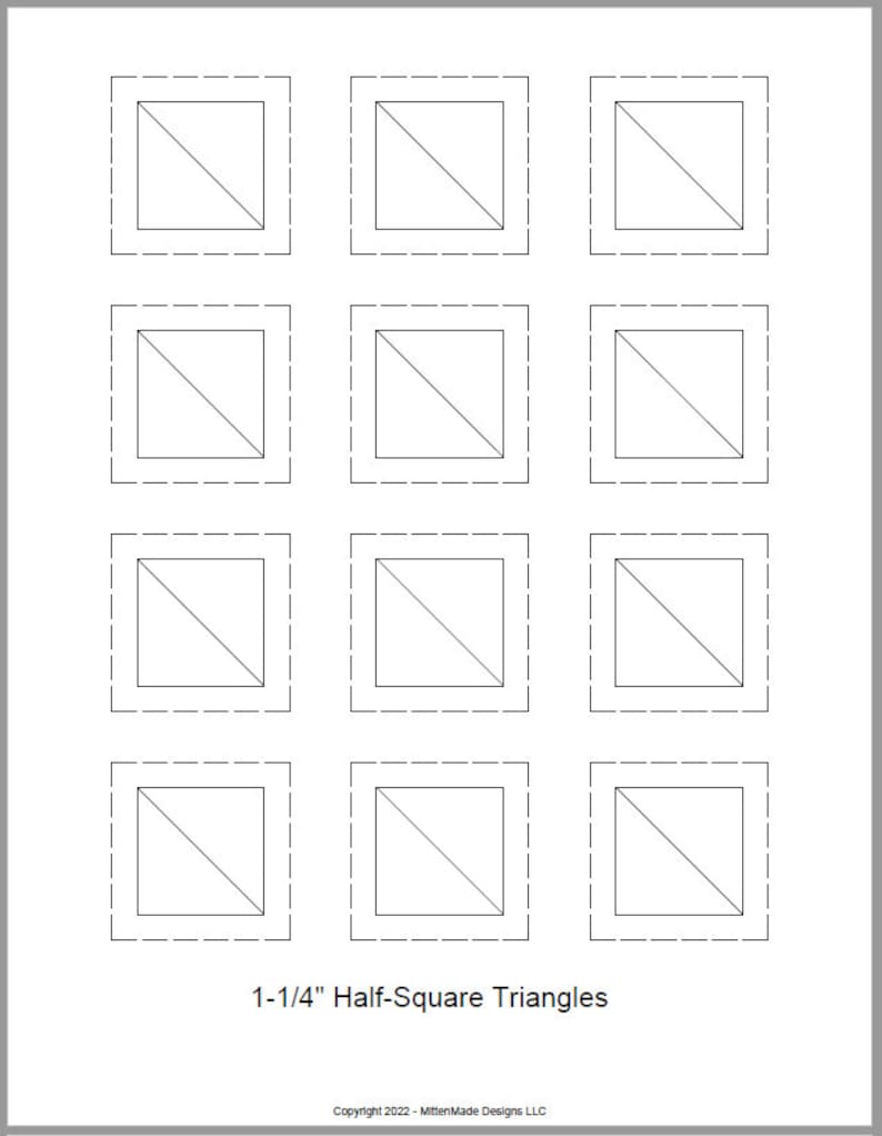 FPP Print-at-home Template Half-square Triangles 21 Sizes - Etsy