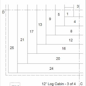 FPP - Print Your Own - 12" Log Cabin Block - Foundation Paper Piecing ...