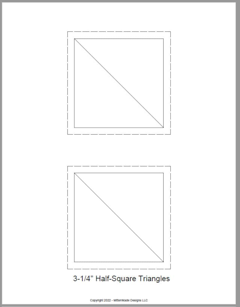 FPP Print-at-home Template Half-square Triangles 21 Sizes - Etsy