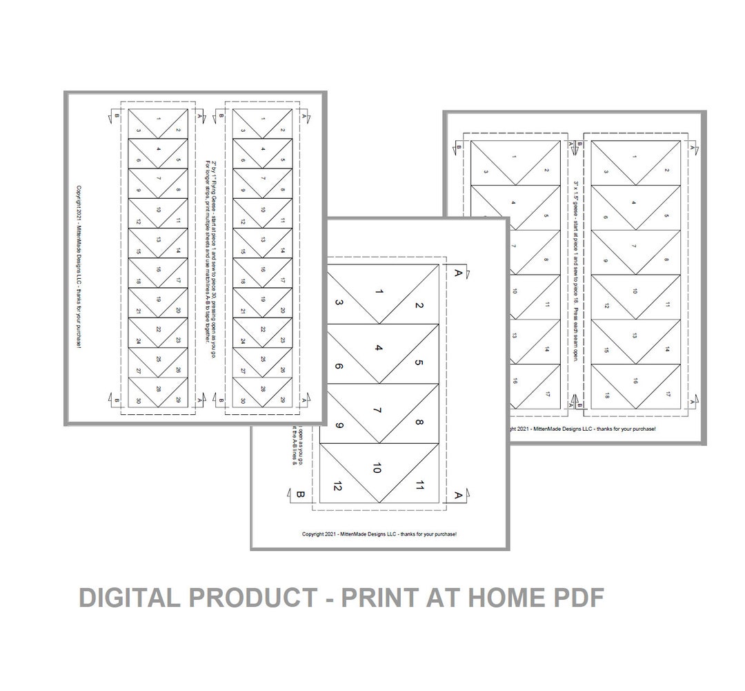 STRIPS Flying Geese FPP - Print Your Own - Digital File - 8 Sizes ...
