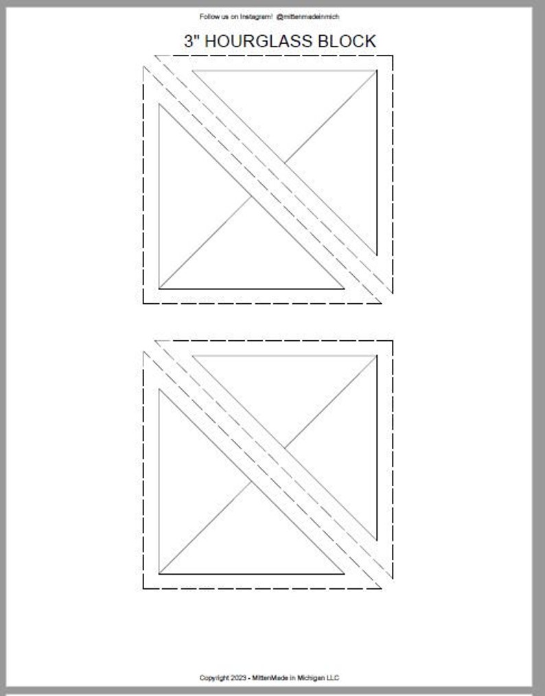 FPP Print-at-home Template - Hourglass Blocks - 15 Sizes - 1" to 8 ...