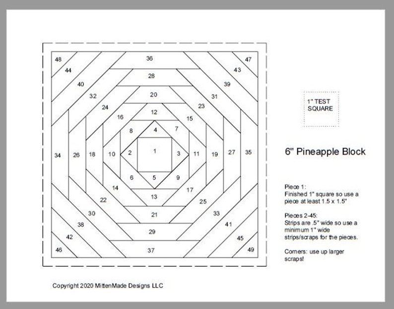 FPP Print Your Own 6 Pineapple Block Foundation - Etsy