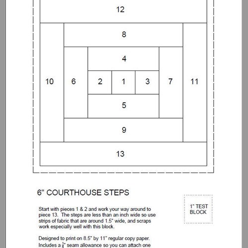 FPP Print Your Own 6 Court House Steps Block - Etsy