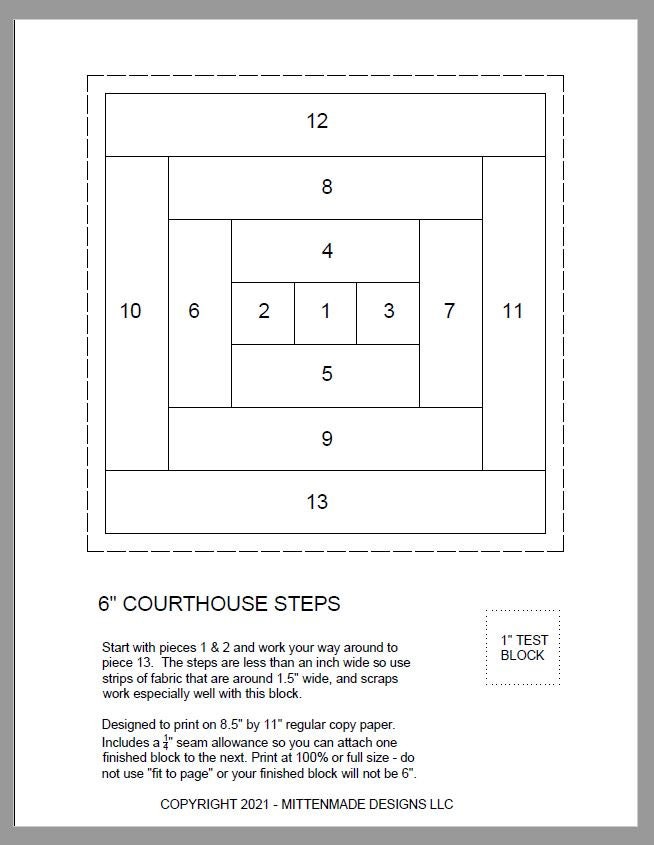 FPP - Print Your Own - 6" Court House Steps Block - Foundation Paper ...
