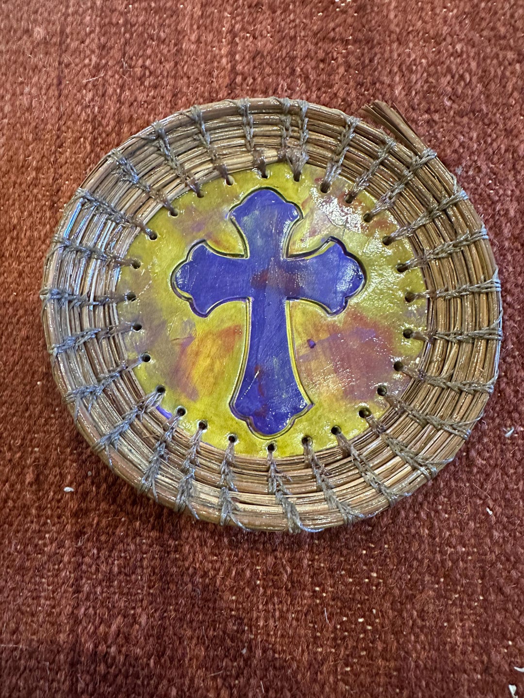 Hand Made Basket Weaving Cross Centerpiece House Hold Key Holder ...