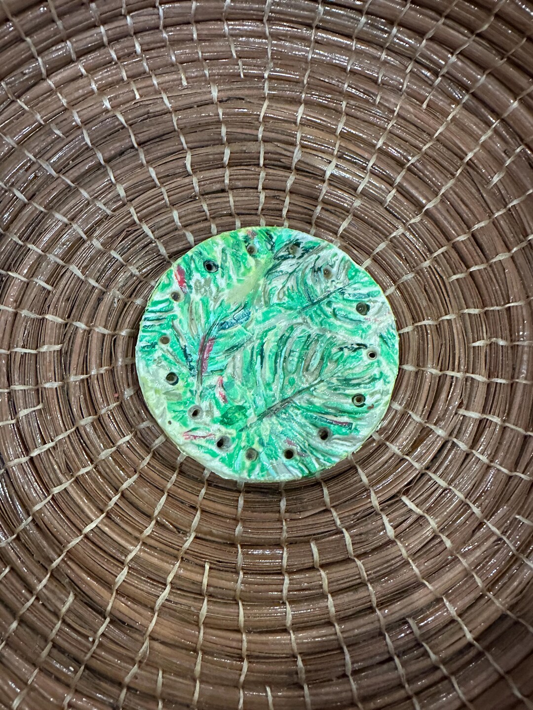 Handmade Pine Needle Basket: Fern & Ginkgo Impression Centerpiece - Etsy