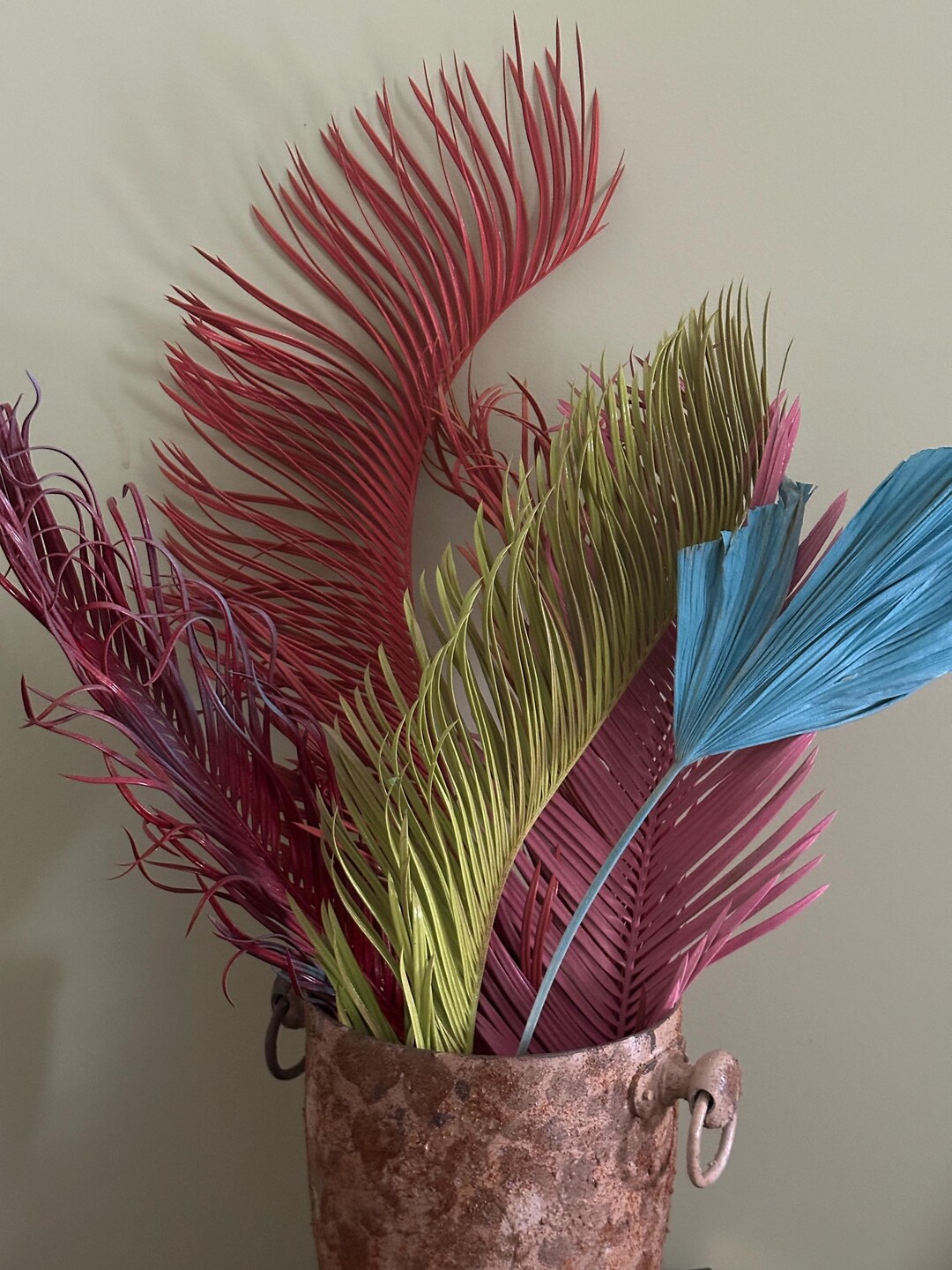 Colorful Sago Palm Cuttings Painted in Bright Colors for Home Decor ...