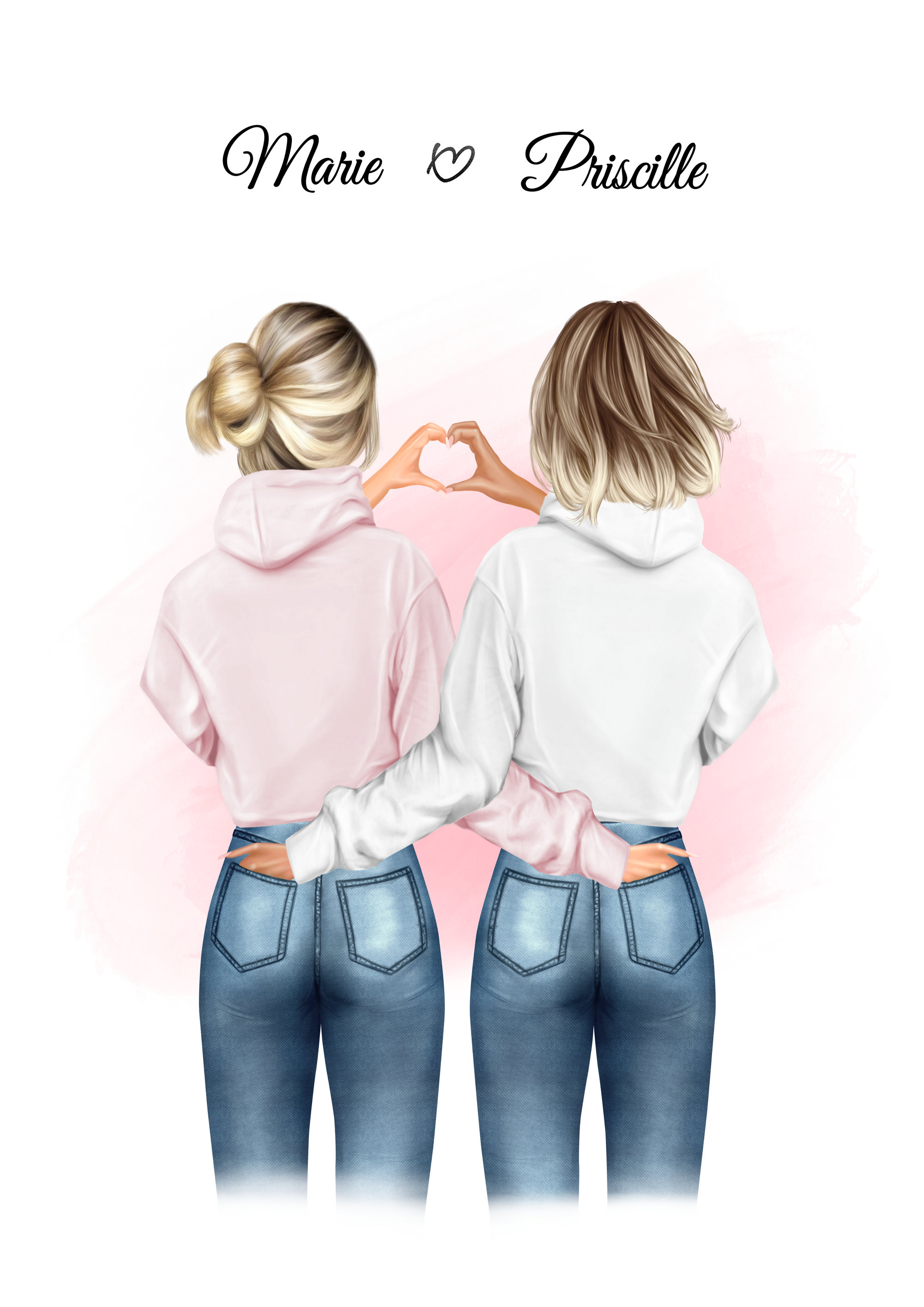 Best Friend Portrait Gift Personalized Best Friends Portrait | Etsy