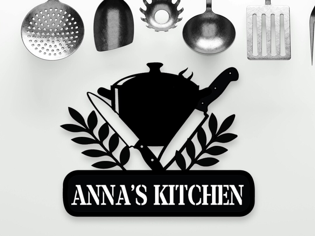Personalized Kitchen Steel Art, Custom Chef Name Wall Decor, Cooking ...