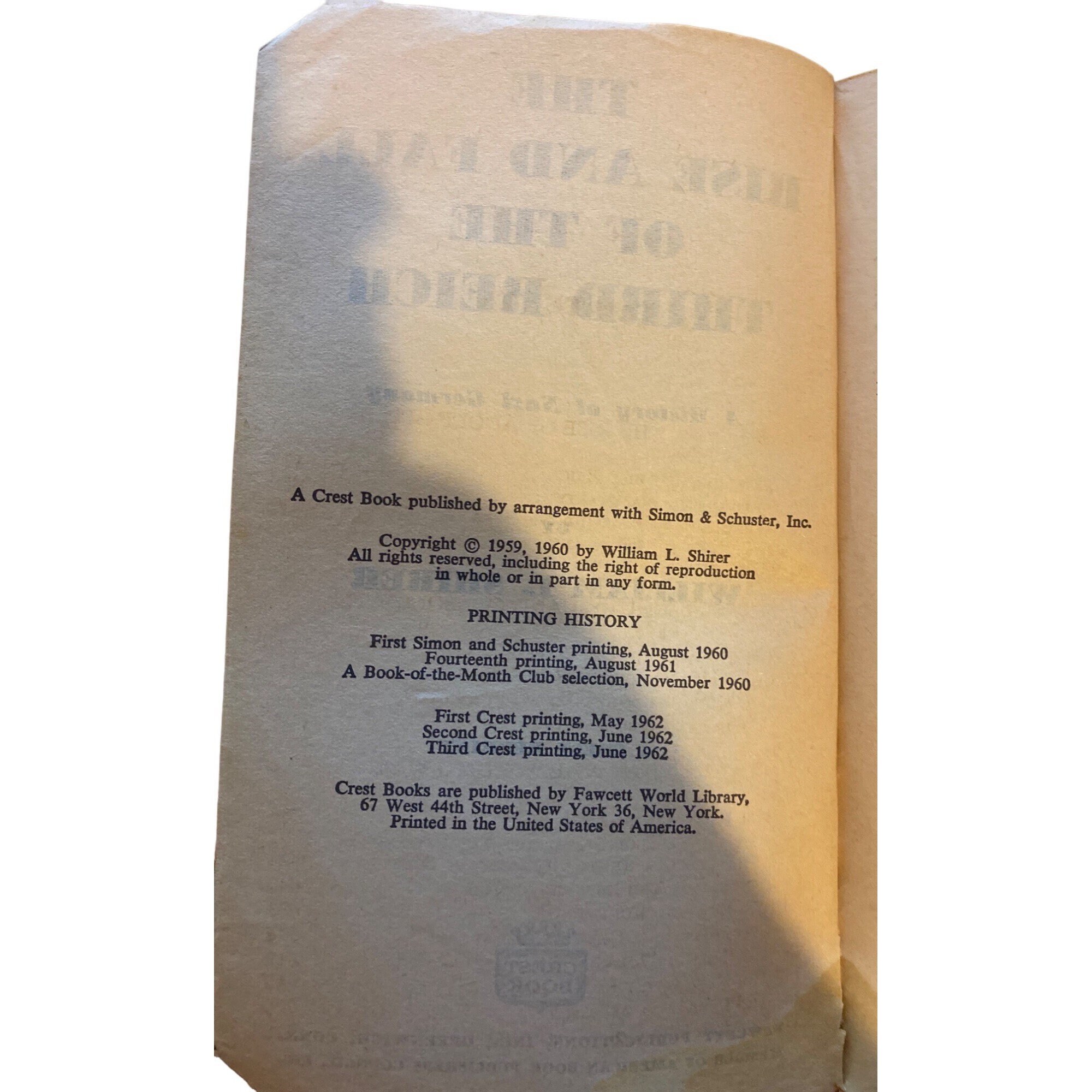 Rise Fall Third Reich History Nazi Germany Shirer Paperback 1962 Third ...