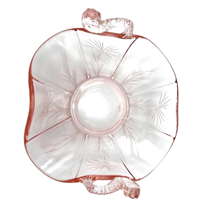 Fenton Candy Dishes 2 Items Dolphin Handles 1930s Pink Depression Cut ...