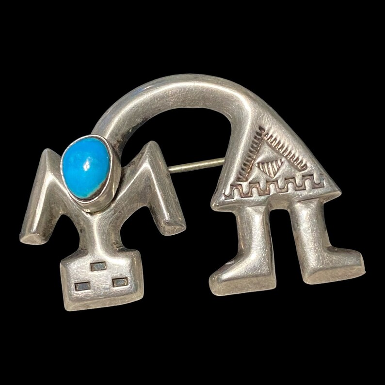 Rainbow God Yei Brooch Turquoise Sterling Silver Felix Joe Navajo ...