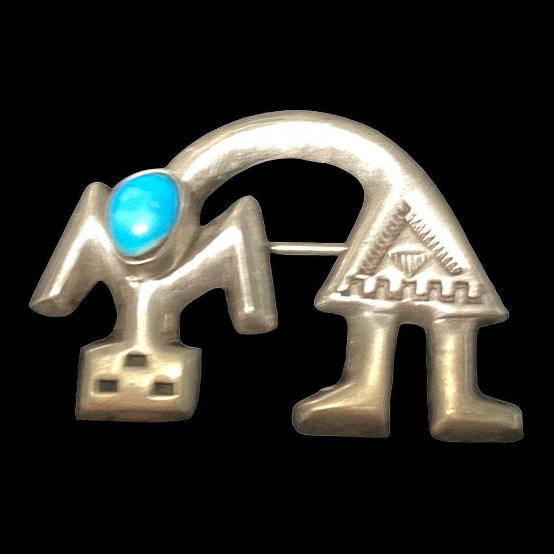 Rainbow God Yei Brooch Turquoise Sterling Silver Felix Joe Navajo ...