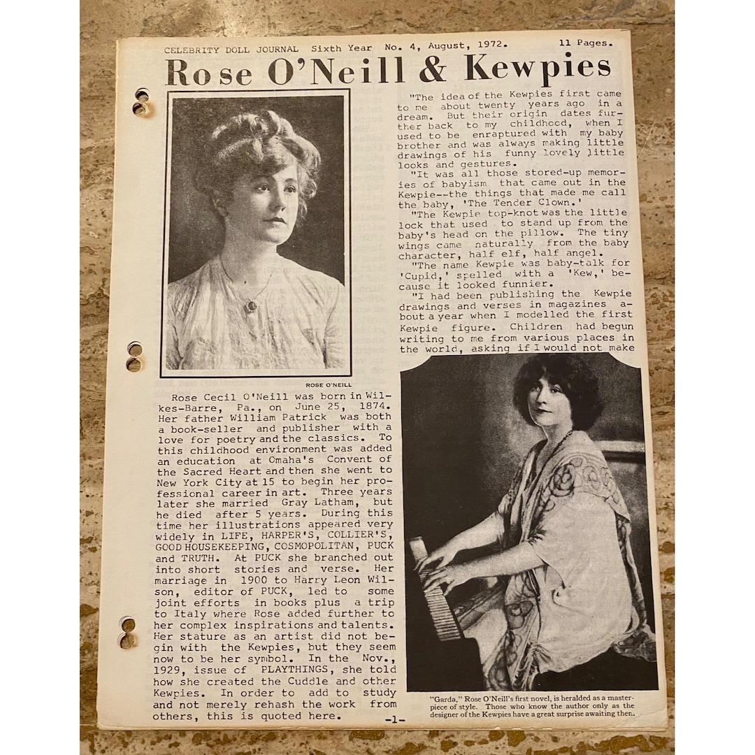 Rose Oneill & Kewpies Celebrity Doll Journal 6th Year #4 August 1972 ...