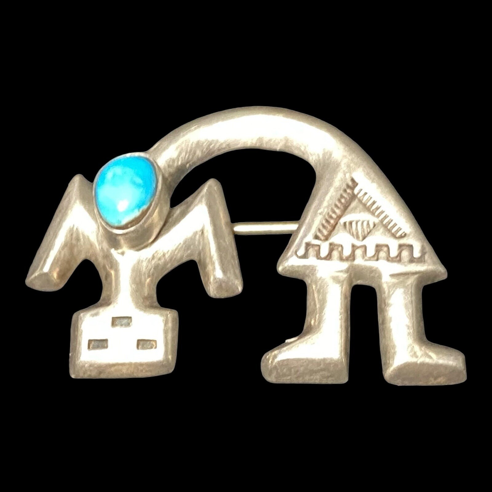 Rainbow God Yei Brooch Turquoise Sterling Silver Felix Joe Navajo ...