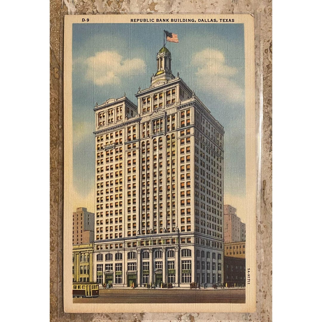 Vintage Postcard Republic Bank Building Dallas Texas 1940s - Etsy