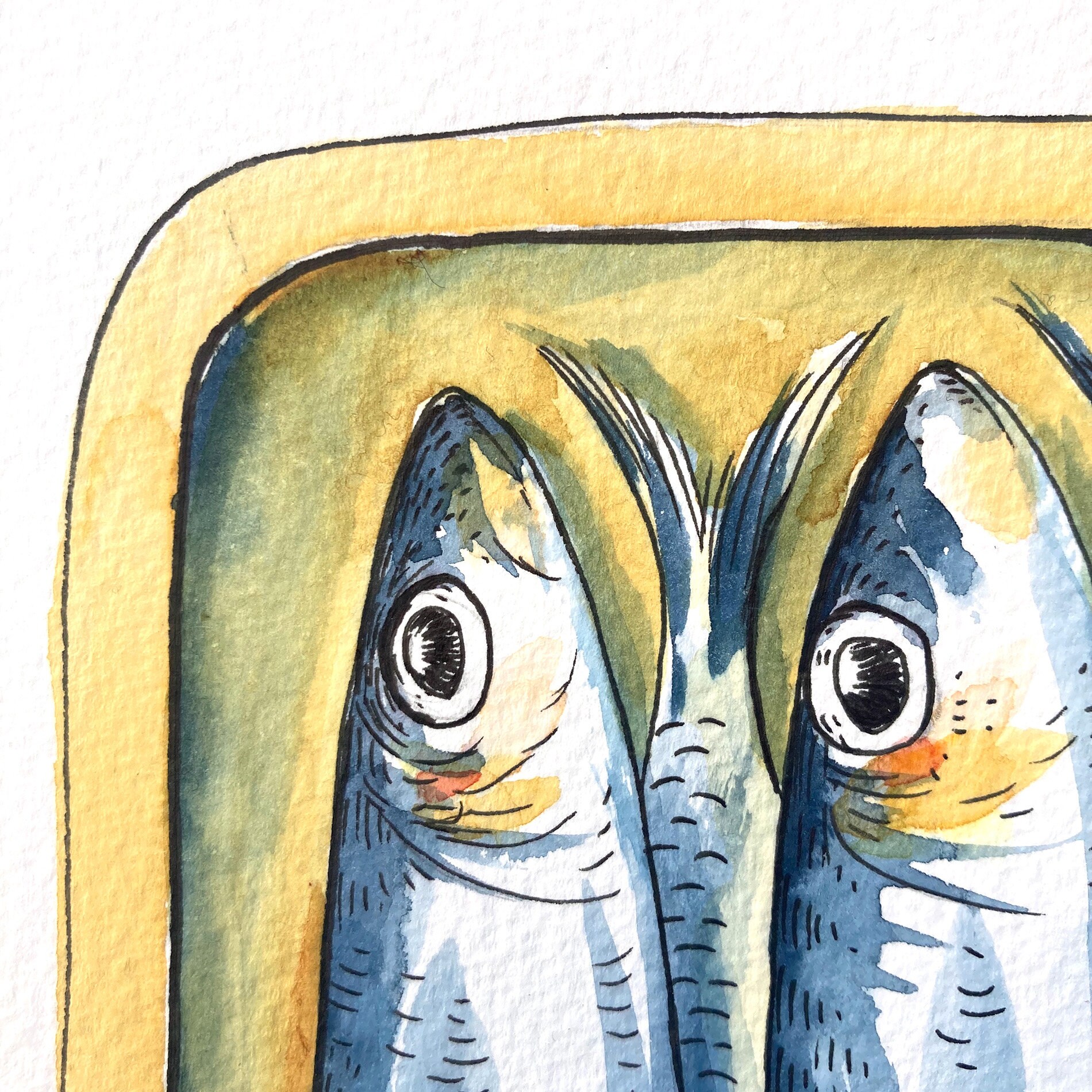 Printable Four Watercolor Sardines in a Vintage Tin Sardines - Etsy
