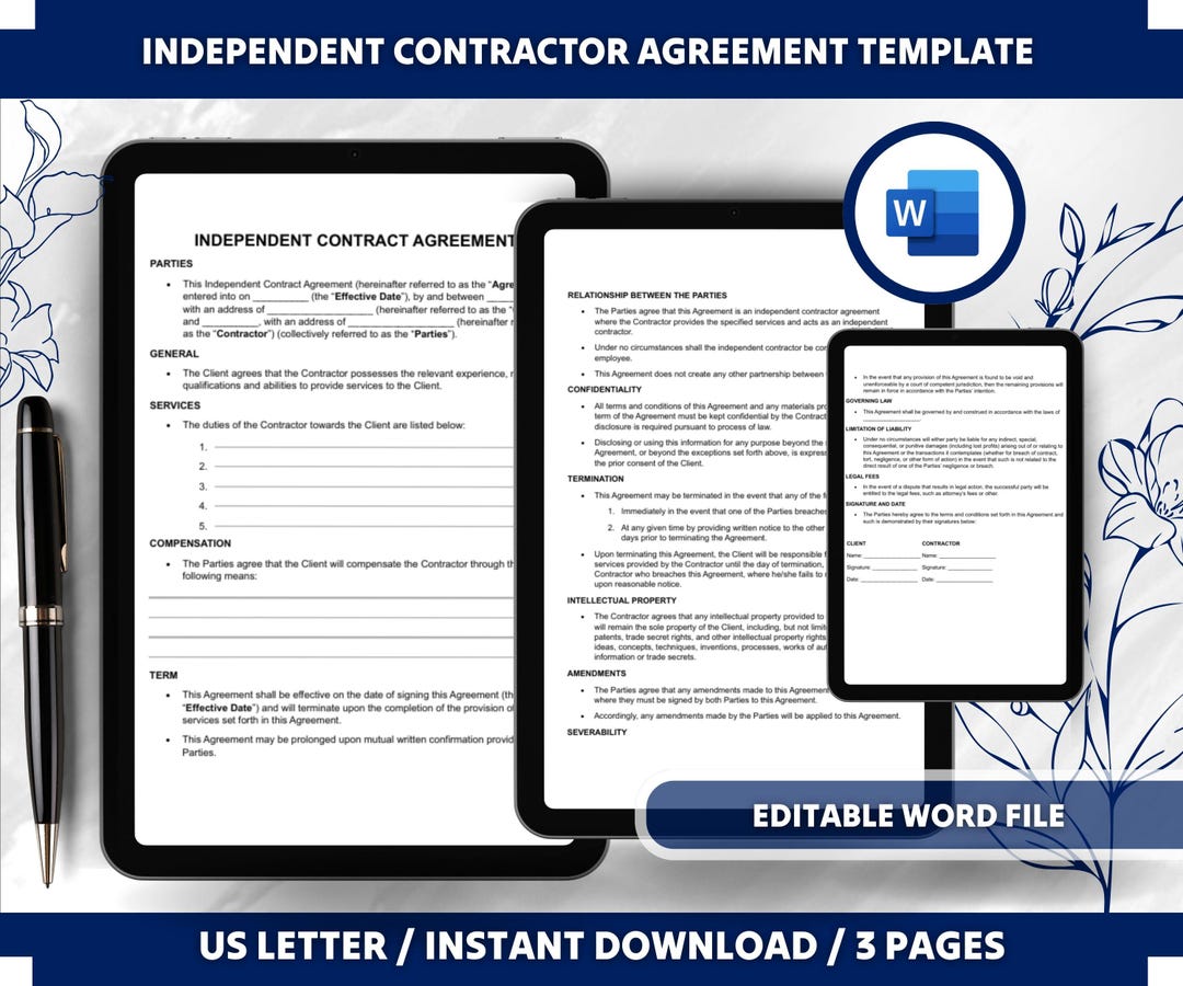 Independent Contractor Agreement Template | Contractor Contract Form ...