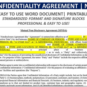 CONFIDENTIALITY AGREEMENT NDA | Mnda | Non-disclosure Agreement ...