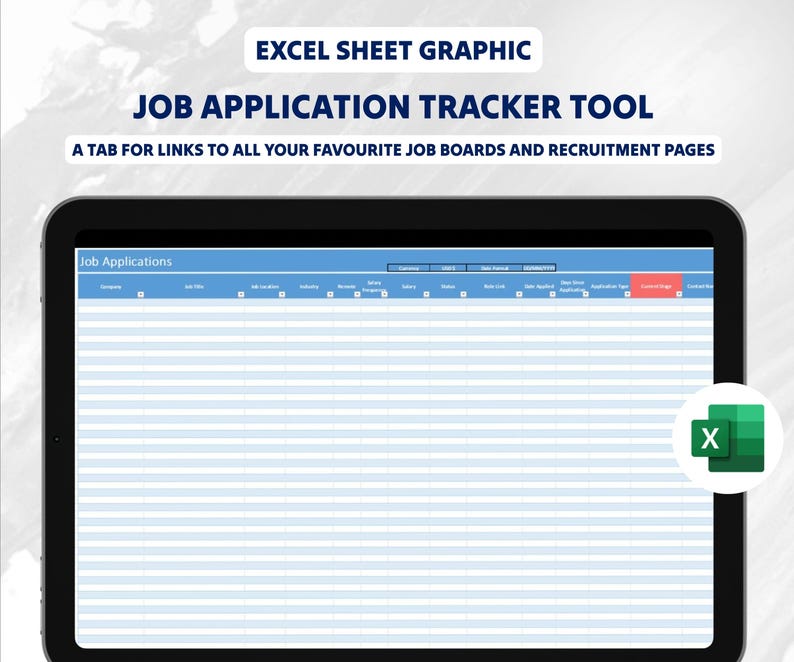 Job Application Tracker | Excel Template | Job Search Planner ...