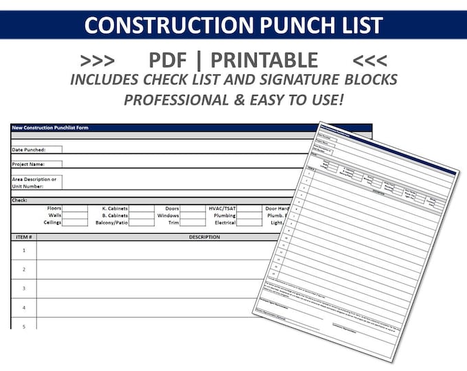 CONSTRUCTION PUNCH LIST Punchlist Construction Completion Check List ...