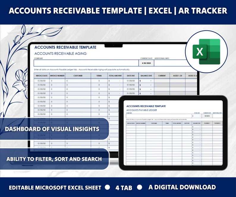 Accounts Receivable Template | Excel | AR Tracker | Invoice Tracker ...