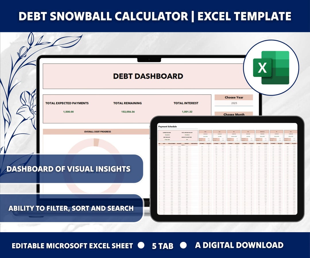 Debt Snowball Calculator | Excel Template | Debt Payoff Tracker | Debt ...