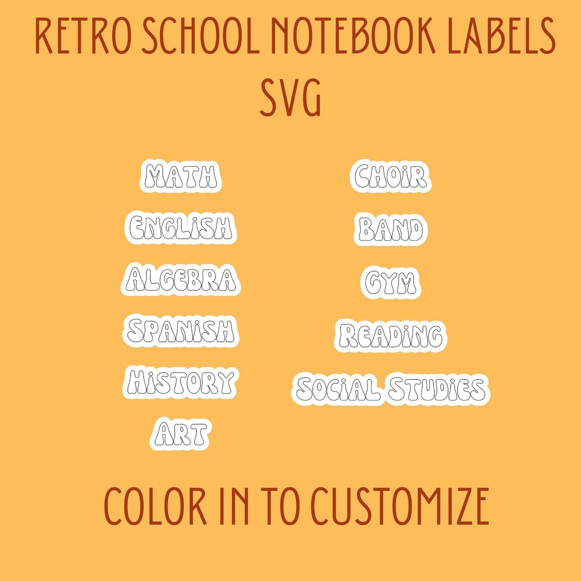 School Subject Labels SVG, School Digital Downloads SVG, Back to School ...