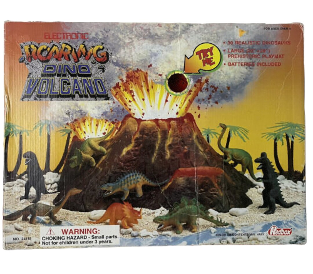 Vintage Redbox Electronic Roaring Dino Volcano Playset With - Etsy