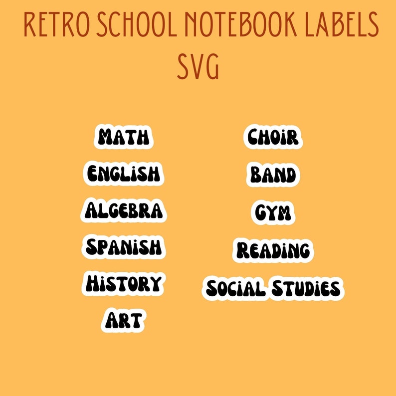 School Subject Labels SVG, School Digital Downloads SVG, Back to School ...