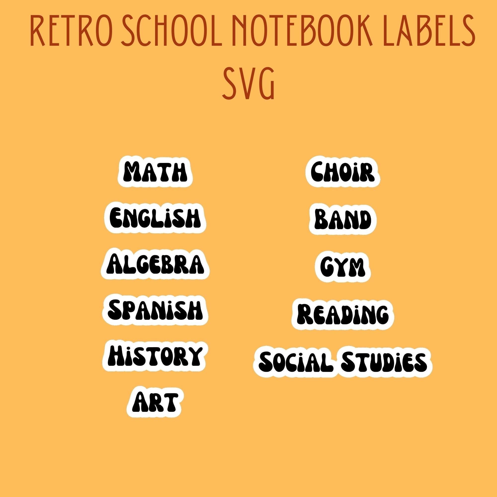 School Subject Labels SVG, School Digital Downloads SVG, Back to School ...