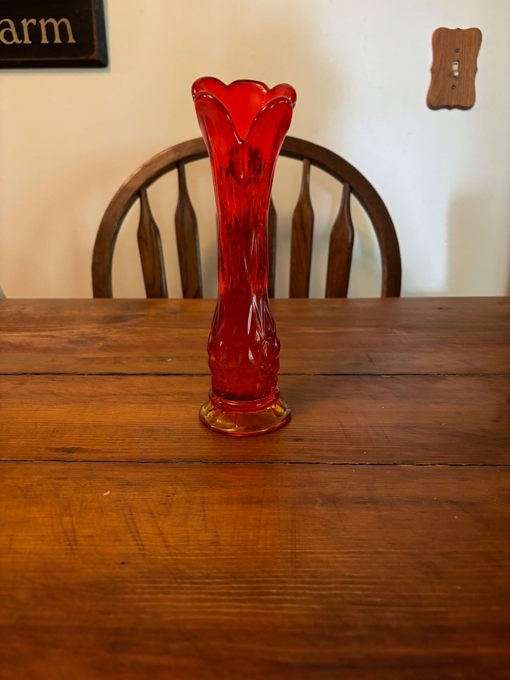 Vintage Amberina Swung Glass Vase - Etsy