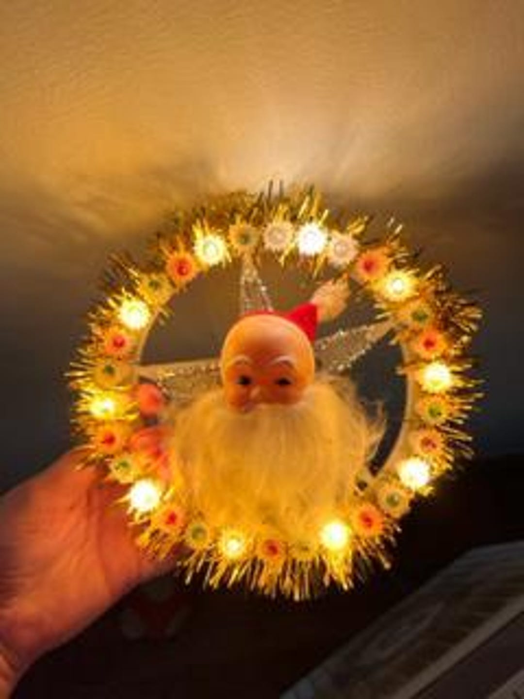 Vintage Spinning Lite Santa Plaque/tree Topper Christmas - Etsy